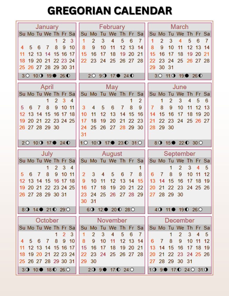 Julian Calendar 2026 [Gregorian Calendar]